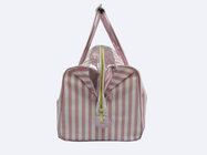 Pink Stripe 12oz Canvas Travel Duffel Bags For Women Durable 43*30.5*25.5cm