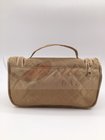 Golden Satin Women'S Cosmetic Travel Bag Lattice Quilted Stain Material