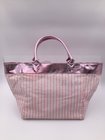 Pink Stripe 12oz Canvas Lightweight Tote Bags For Travel OEM / ODM Available