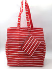 Red Stripe Polyester Reusable Shopping Bags With Pouch OEM / ODM Available
