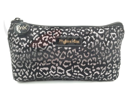 Silver Leopard Zipper Cosmetic Bags , Small Cosmetic Pouch 9"X4.5"X1.5"