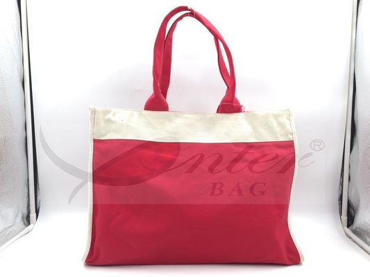 Red Canvas Travel Tote Bags Slides Over Luggage Handle Customized Logo